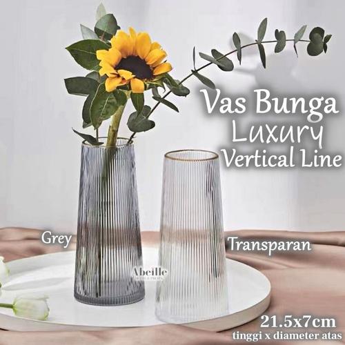 Jual VAS BUNGA LUXURY VASE FLOWER KACA CANTIK PREMIUM GLASS - GREY DAUN ...