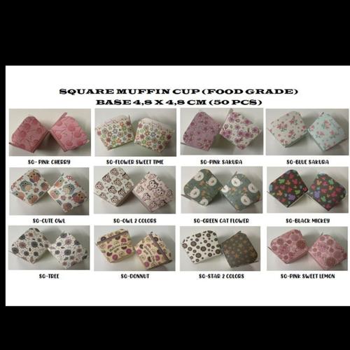 Promo Square Muffin Cup Kertas Alas Muffin Cup Cake Bolu Roti Kue 50 ...