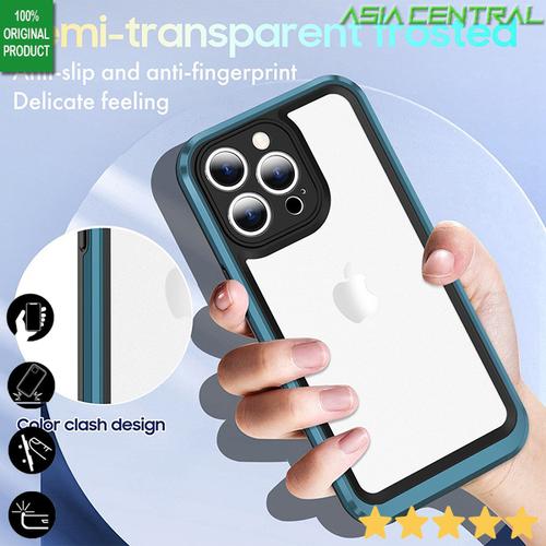 Jual [Color Clash Design] Transparent Frosted Case iPhone 14 Pro Max ...