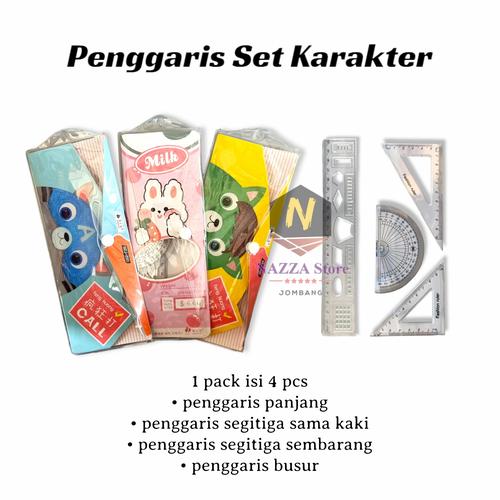 Jual Penggaris Plastik Set 1 Pack 4 Varian - Plastik - Kab. Jombang ...