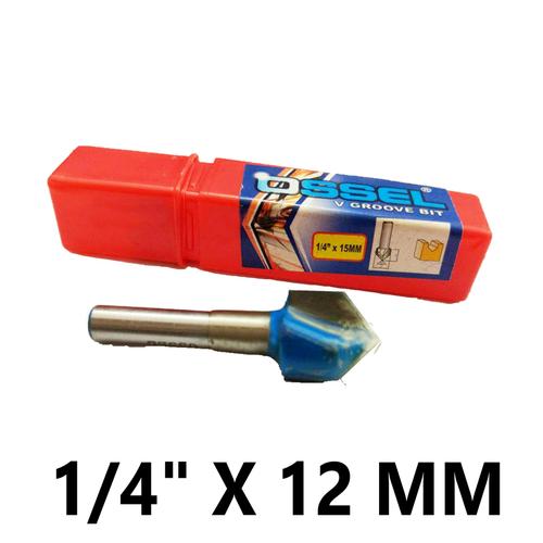 Jual OSSEL MATA TRIMMER ROUTER PROFIL KAYU 1/4" X 12 MM V GROOVE BIT ...