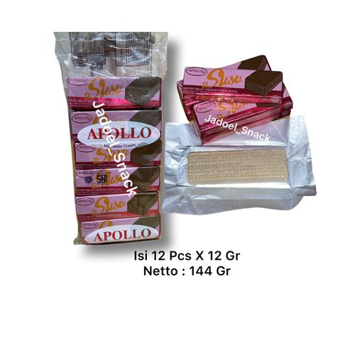 Promo Apollo Wafer Biskuit Milk Cokelat isi 12 x 12 Gr Rasa Susu Coklat ...