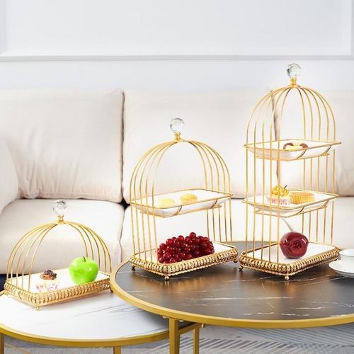 Jual Ceramic Stand Cake Plate Bird cage Tempat Kue Gold/ Tray Buah ...