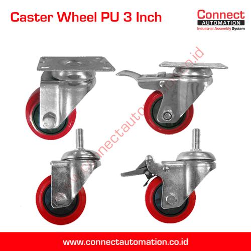 Jual Caster Wheel Roda Kastor PU 3 Inch - Swivel In Plate - Kota ...