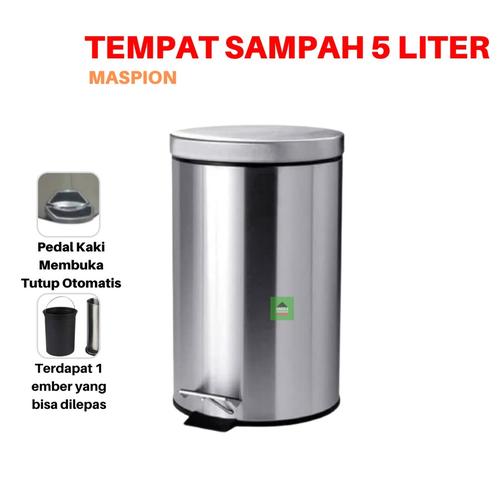 Jual MASPION D-25 D25 DUSTBIN 5L DUST BIN PEDAL STAINLESS TEMPAT SAMPAH 5 L - TANPABUBBLEWARP ...