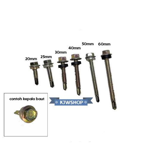 Jual Baut Drilling Baja Ringan Baut Atap Rooftop Galvalum Kepala 12 ...