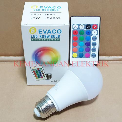 Jual EVACO 7W E27 BOHLAM LED BULB REMOTE CONTROL RGB / LAMPU 16 WARNA ...