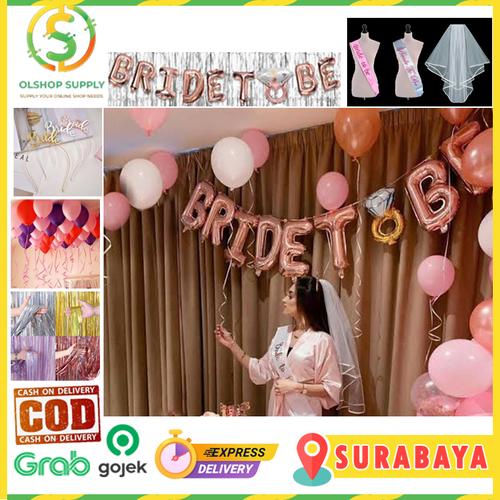 Jual Set Bridal Shower Party Paket dekorasi Bride To Be Bando Veil ...
