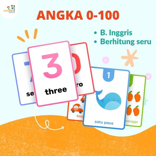 Jual Flash Card Mengenal Angka 1 - 100 Bahasa Inggris - Berhitung ...