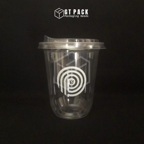 Jual Sablon Cup Plastik PET Oval 14 Oz | 11 gram + Lid Strawless ...