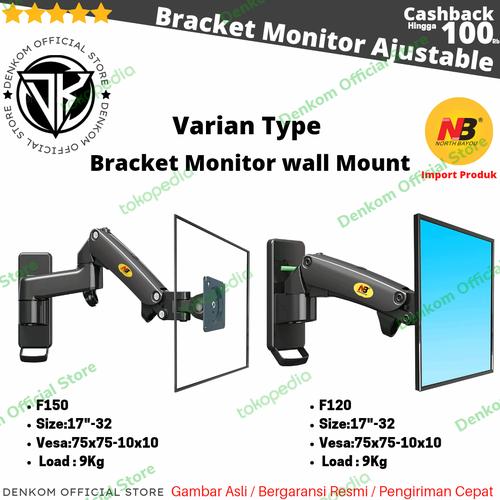 Jual bracket Tv LED MONITOR 17-27" North Bayou NB F150 Wall Singel ...