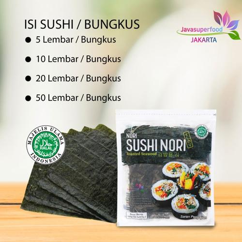 Jual Sushi Nori HALAL Seaweed Varian 5/10/20/50 Lembar Java Super Food ...