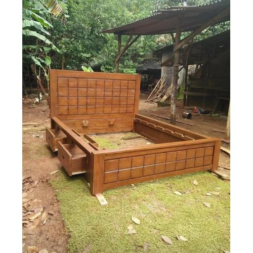 Jual Dipan Tempat Tidur Minimalis Laci Jati Grade A - Belum warna ...