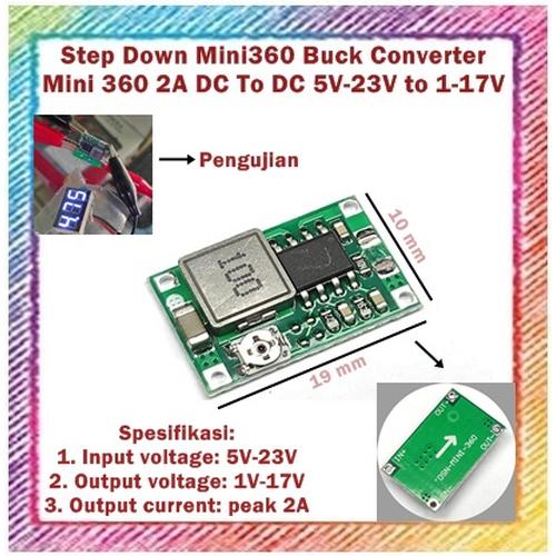 Jual Step Down Mini360 Buck Converter Mini 360 2A DC To DC 5V-23V to 1 ...
