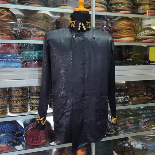 Jual Baju Surjan Hitam Sultan Keraton Jogja Motif Bunga Bordir A00420 ...