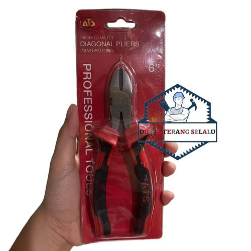 Jual Tang Potong ATS 6'' 6 inch - Diagonal Pliers Gagang Karet Merah ...