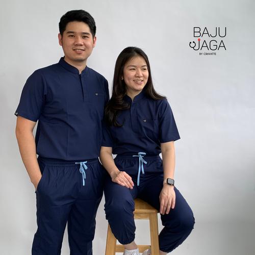 Jual Baju Jaga / Scrub Mandarin Collar / Kerah Mandarin - Navy, S ...