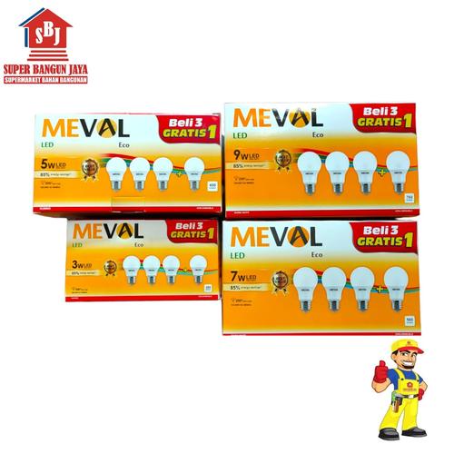 Jual LAMPU LED BULB ECO 3W 5W 7W 9W PAKET ISI 4 KUNING MEVAL - 9W - Kab ...