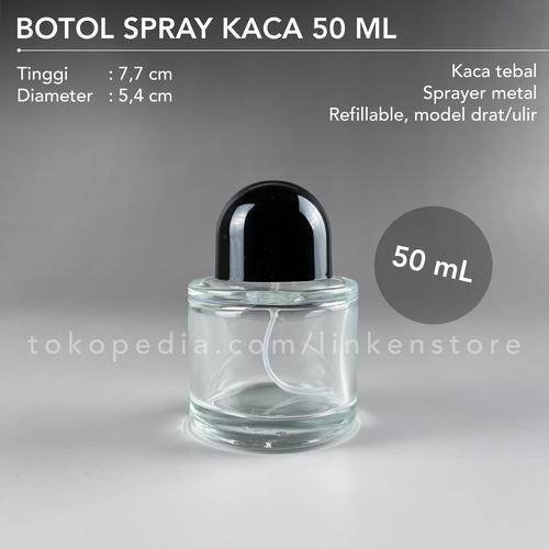 Jual Botol Parfum 50ml Spray Kaca Tebal Bulat Bening Refillable - BYR ...