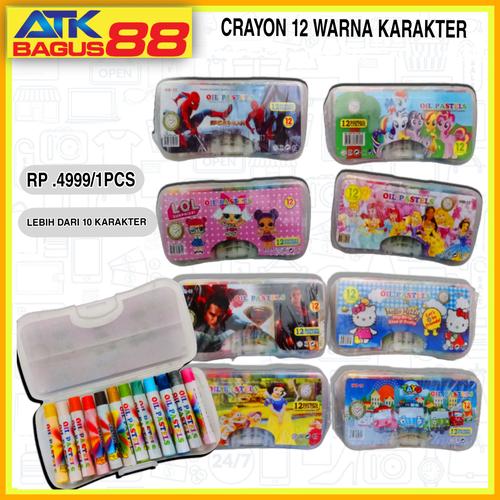 Jual crayon mini 12 warna karakter/oil paste/crayon mini/crayon murah ...