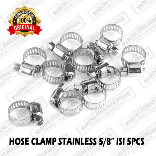 Jual KM 5/8" Isi 5Pc Hose Clam Stainless Klem Selang Kompressor Gas LPG ...