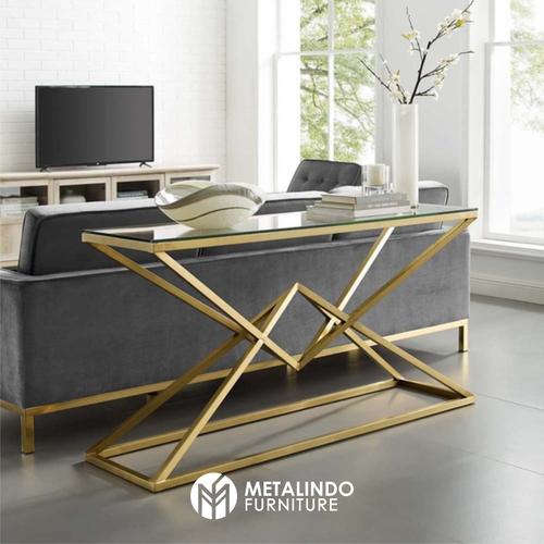 Jual Meja console top kaca kaki stainless, meja konsul minimalis gold ...