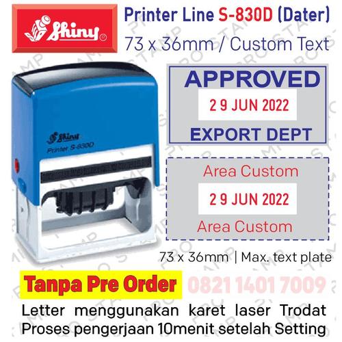 Jual Stempel Shiny S 830D Tanggal Otomatis Custom Text / Dater - Karet ...
