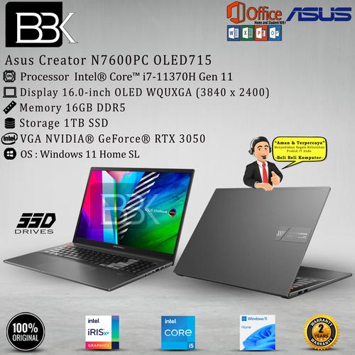 Jual Laptop Asus Creator N7600PC OLED715 I7 11370H 16GB 1TBSSD RTX3050 ...