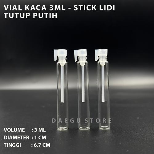 Jual Vial 3ml Botol Kaca Tester Sample Parfum Putih Model Stick Botol ...