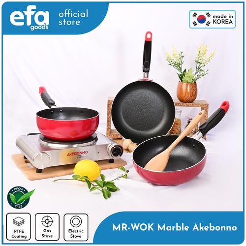 Jual EFA Goods Wajan Teflon MR Wok Pan Marble Coating Akebonno 20-32cm ...