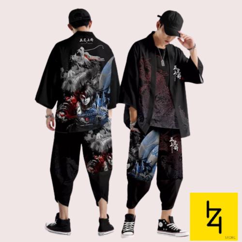 Jual Kimono jepang pria set setelan celana japan cosplay harajuku style ...