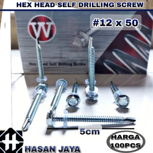Jual 100 PCS Baut drilling 12x50/Sekrup Skrup Roofing Baja Ringan 4 4,5 ...