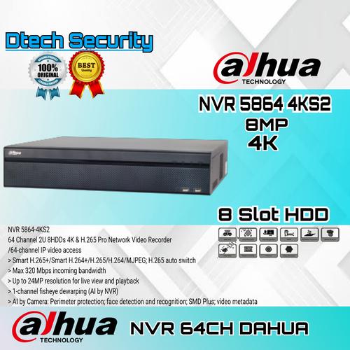 Jual NVR DAHUA 64CH NVR-5464-4KS2 \NVR DAHUA 8MP-4 SLOT HDD 4K BEST ...