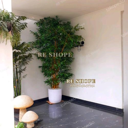Jual pohon bambu plastik tinggi 2,5M bambu hias artificial/bunga ...