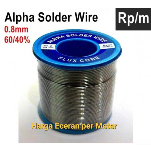 Jual Timah Alpha Solder Wire Flux Core 0.8mm 60/40% Timah Per Meter ...