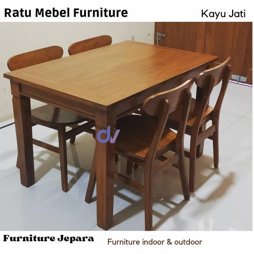 Jual Meja makan minimalis set 4 kursi kayu jati kualitas bagus - sesuai ...