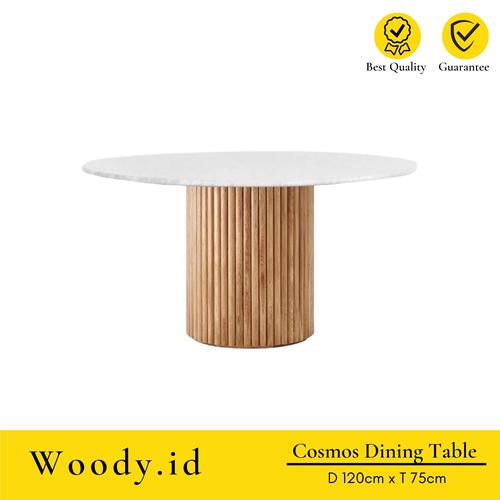 Jual Cosmos Dining Table Meja Makan Cosmos Top marmer Carara - Gardena Teak - Kab. Jepara ...