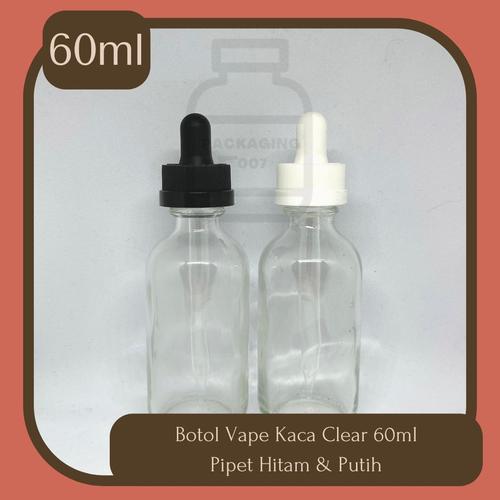 Jual Botol Kaca Clear Liquid Vape 60ml/Botol Kosong - Pipet Hitam ...