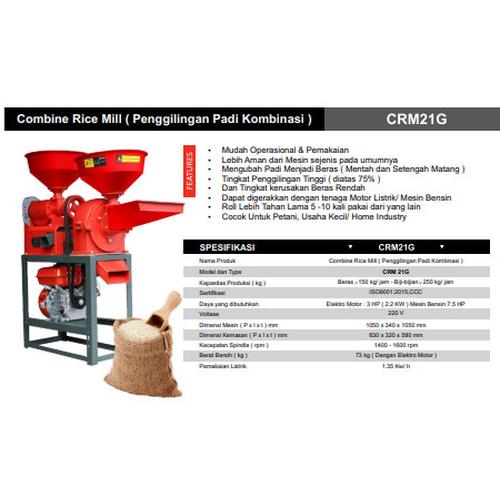 Jual Mesin Penggiling Padi Beras BADJA CRM21G Kombinasi Giling Poles ...