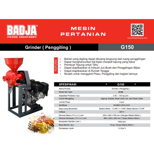 Jual Mesin Penggiling Tepung Halus BADJA G150 Gilingan Penepung Biji ...