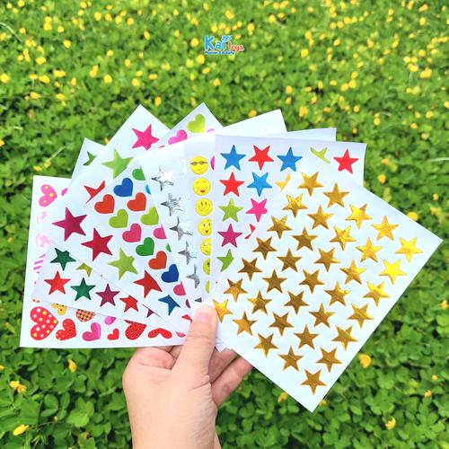 Jual Stiker Bintang Gold / Silver Warna Warni Love Emoji Reward Sticker ...