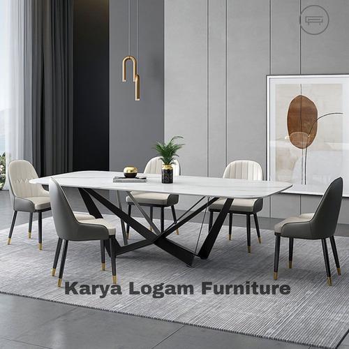Jual Meja Makan Besi Marmer Carrara Kursi Modern - Dining Table Set ...