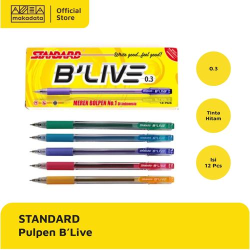 Jual BOLPEN | BALLPOINT | PULPEN STANDARD B'LIVE 0.3 (1PAK) MURAH ...