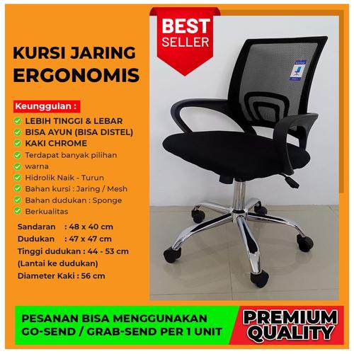 Jual KURSI KANTOR / KURSI STAFF / KURSI JARING ERGONOMIS - Biru - Kota ...