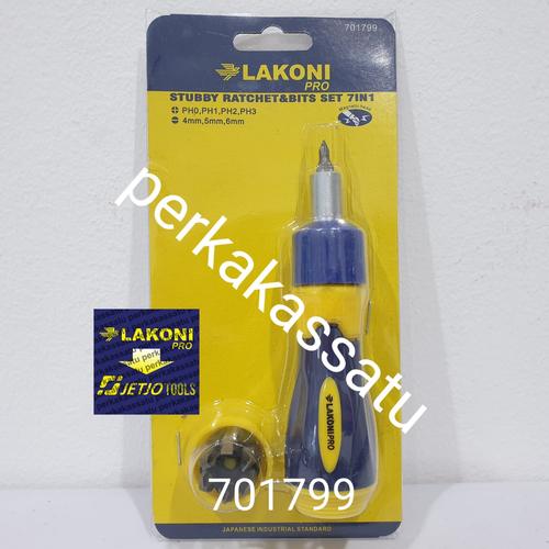 Jual OBENG RATCHET SET 7 IN 1 LAKONI PRO 701799 STUBBY RATCHET BIT SET ...