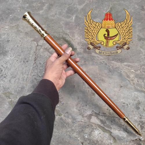 Jual Tongkat Komando Model Logo Polri Melati 4 Bahan Kayu Jati Tembaga ...