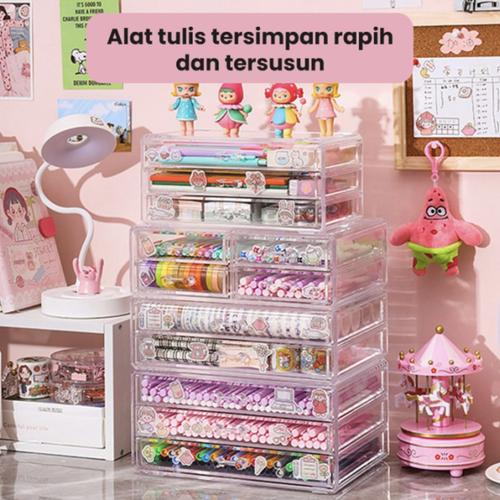 Jual Storage akrilik box drawer kotak stationary aksesoris laci ...