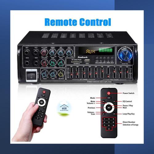 Jual Audio Amplifier Bluetooth Equalizer Karaoke Hi-Fi Stereo FM 2000 W ...