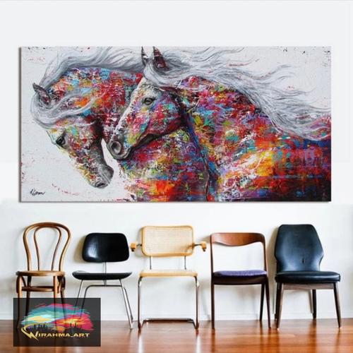 Jual Lukisan kuda colour full abstrak modern 200 x 100 cm plus bingkai ...