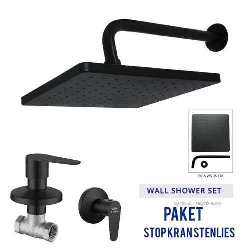 Jual wall shower hitam set stop kran tanam hitam stainless sus 304 ...